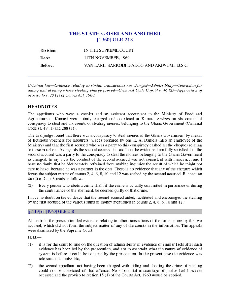 THE STATE v. OSEI AND ANOTHER | PDF | Trials | Prosecutor