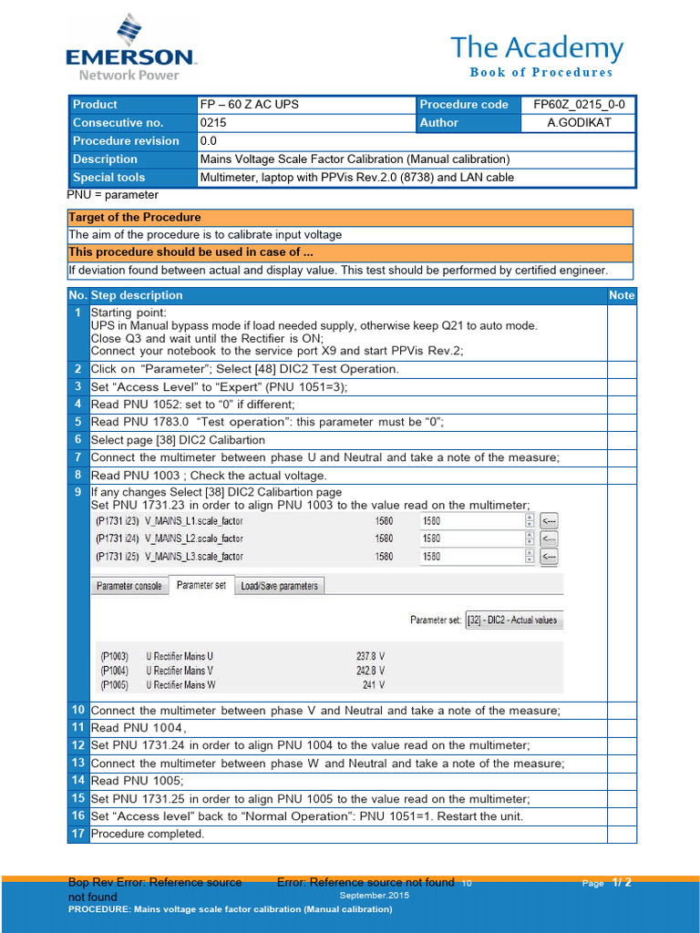 0215 - Mains Voltage Scale Factor Calibration (Manual Calibration ...
