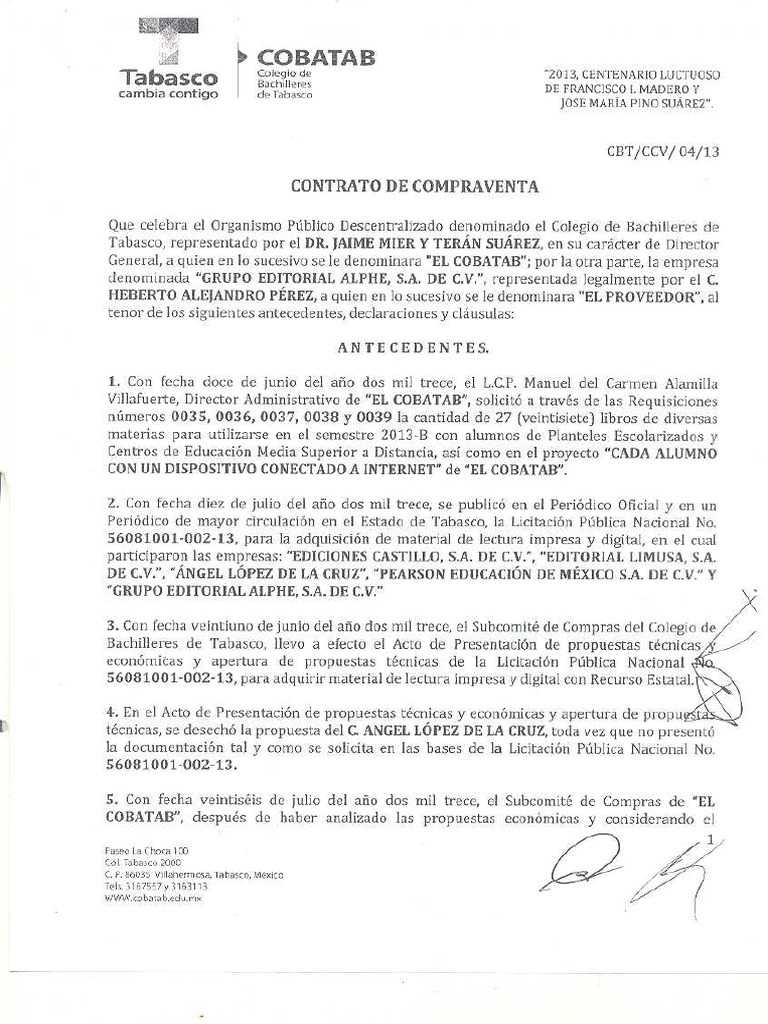 002 13 Contrato Alphe COBATAB | PDF