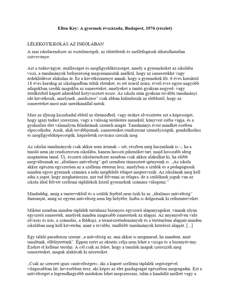 8 Ellen Key A Gyeremek Évszázada | PDF