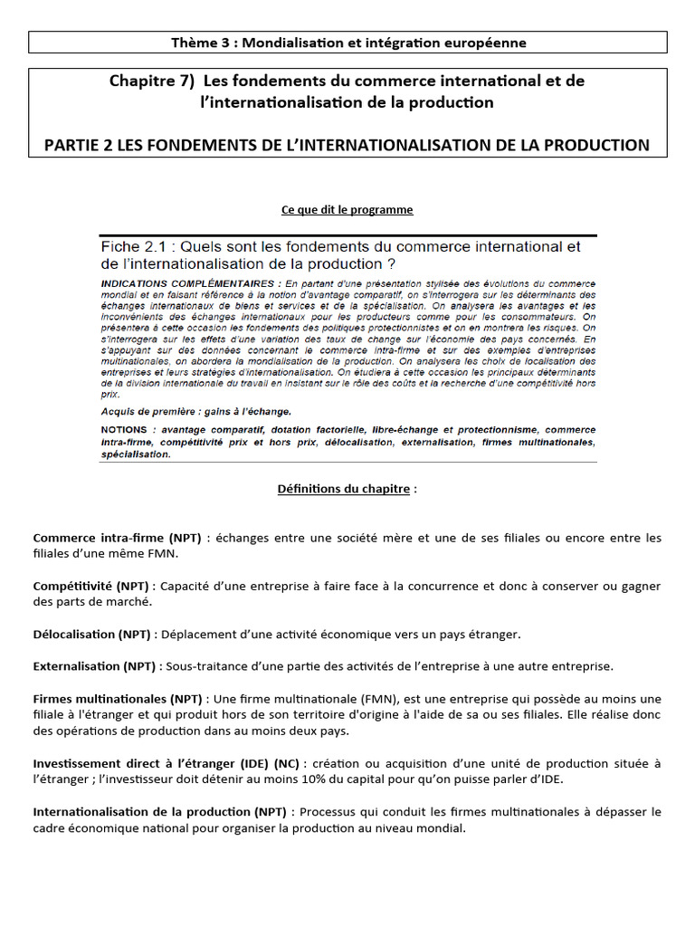 Internationalisation des firmes multinationales | PDF | Société ...