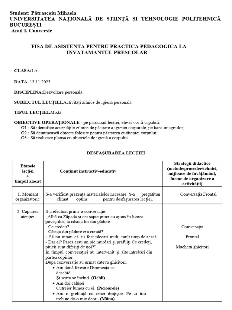 Fisa Asistenta NR 3 | PDF