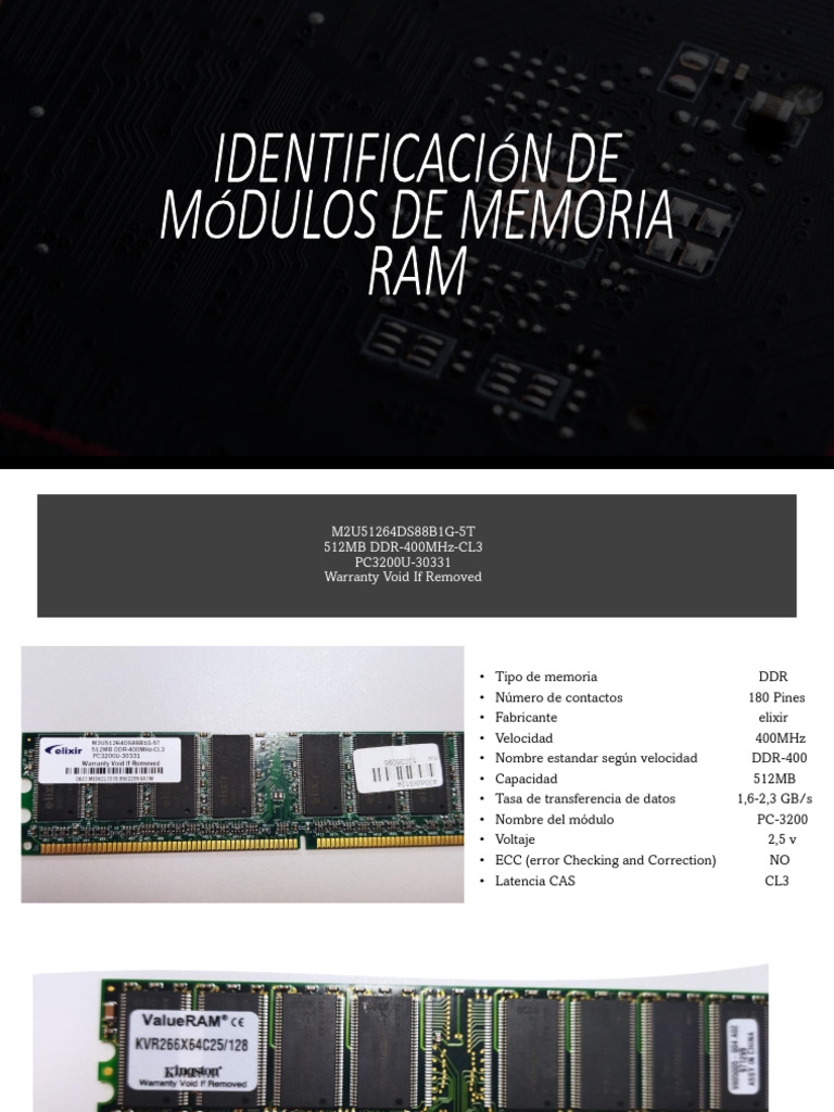 Identificación de Módulos de Memoria RAM | PDF | Arquitectura de Computadores | Estándares ...