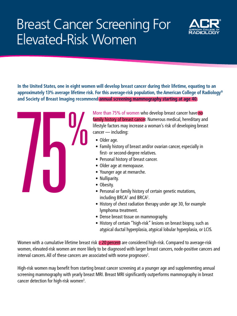 Provider Breast Cancer Risk Assessment Handout | Download Free PDF ...