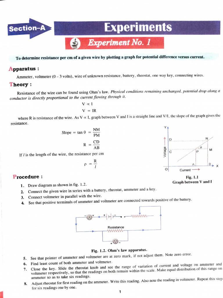Physics Practical Section-A | Download Free PDF | Voltage | Equipment