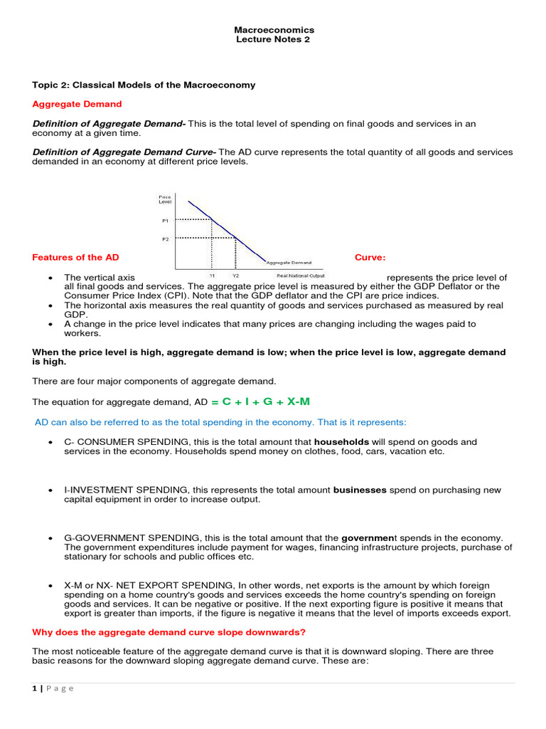 Lecture Notes #2 - The Classical Model of The Macroeconomy | Download ...