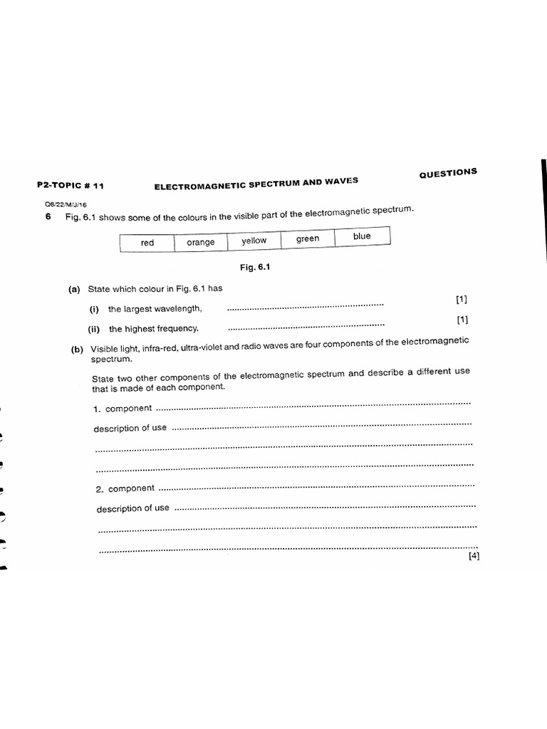 Electromagnetic Spectrum Worksheet | PDF