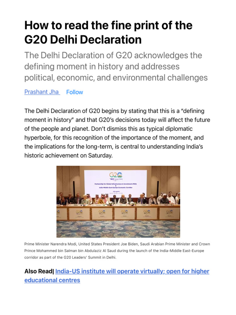 Delhi Declaration | PDF | Sustainability | Developing Country