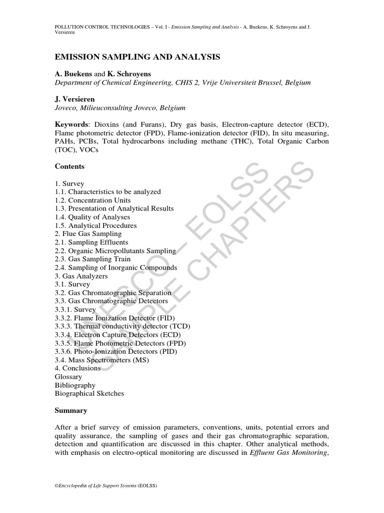 Unesco - Eolss Sample Chapters: Emission Sampling and Analysis | PDF | Standard Deviation ...