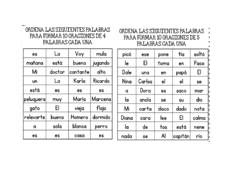 Palabras para Armar Frases | PDF