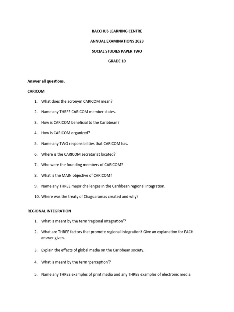Ss August Term Test | PDF