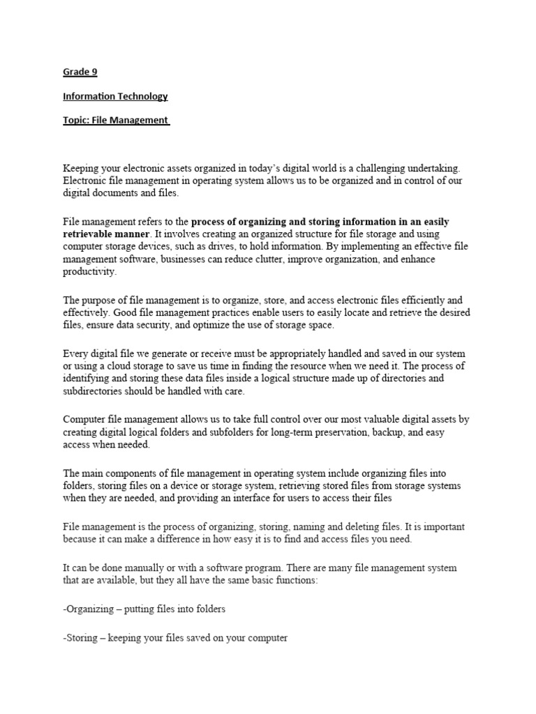 Grade 9 term 2 Info Tech notes | PDF