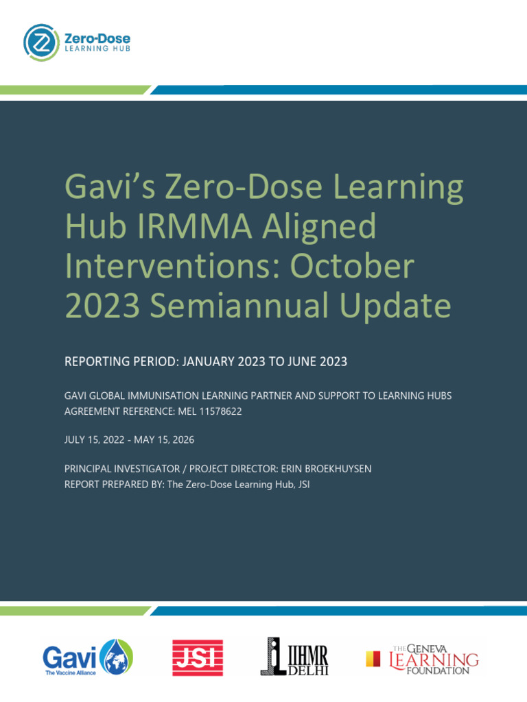Gavi's Zero Dose Learning Hub IRMMA Aligned Interventions October 2023 Semiannual Update - 0 ...