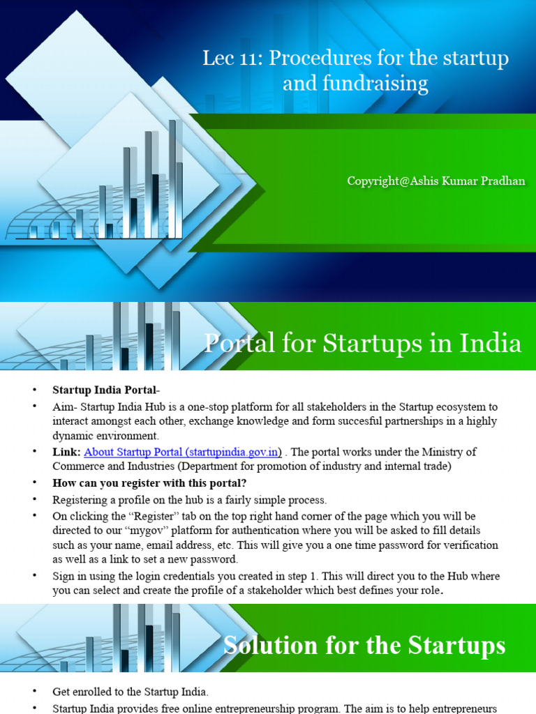 Lecture 11 Procedures For The Startup and Fundraising | PDF | Venture Capital | Corporate Finance