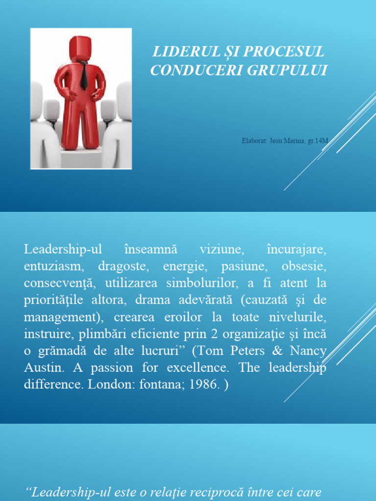 Liderul Și Procesul Conduceri Grupului | PDF