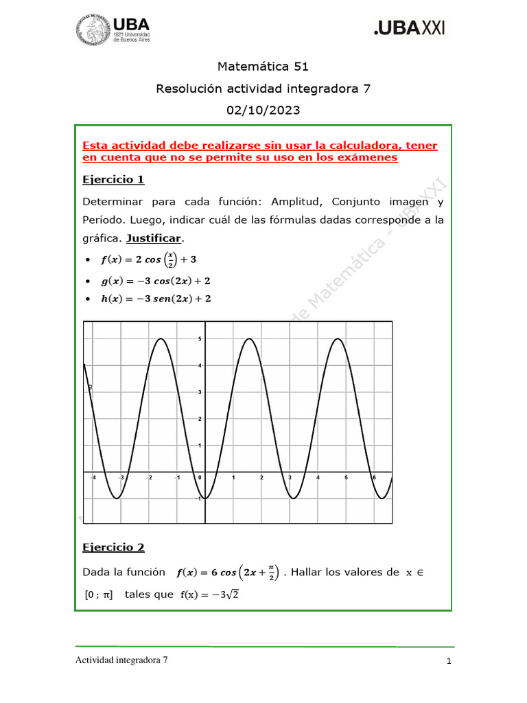 Resolución Actividad Integradora 7 02 10 23 | PDF | Función (Matemáticas) | Funciones ...