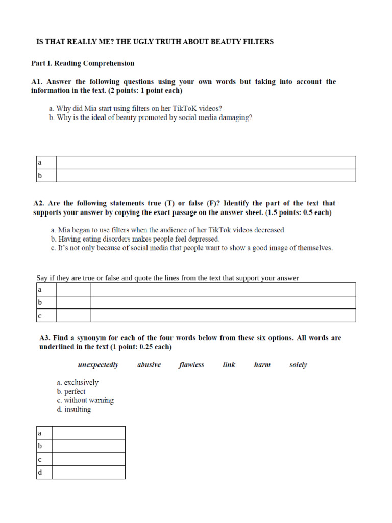 2 Batx PAU TEST July 2022 Answer Sheet | PDF