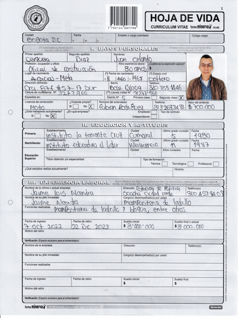 Hoja de Vidaaa | PDF