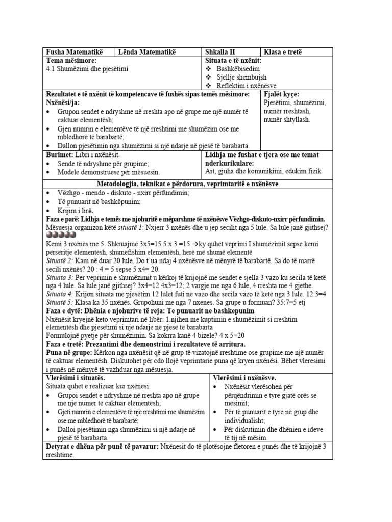 4.1. Shumëzimi Dhe Pjestimi | PDF