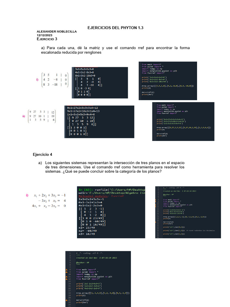 Ejercicios Del Phyton 1.3 | PDF