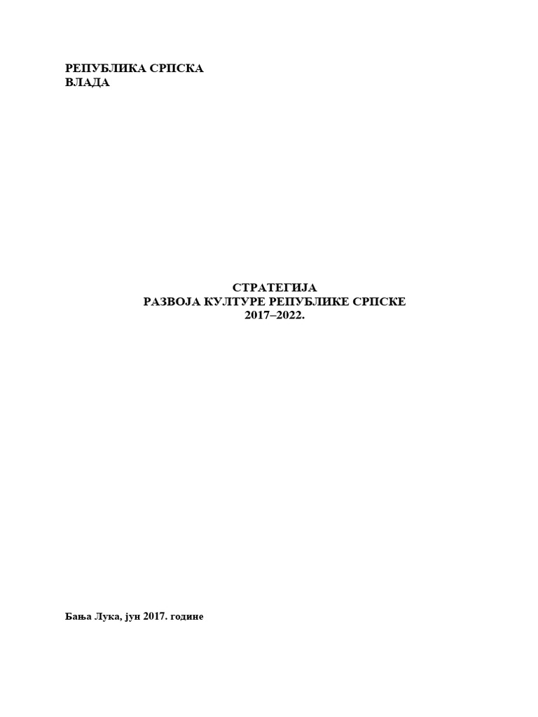 Strategija Razvoja Kulture 2017-2022 | PDF