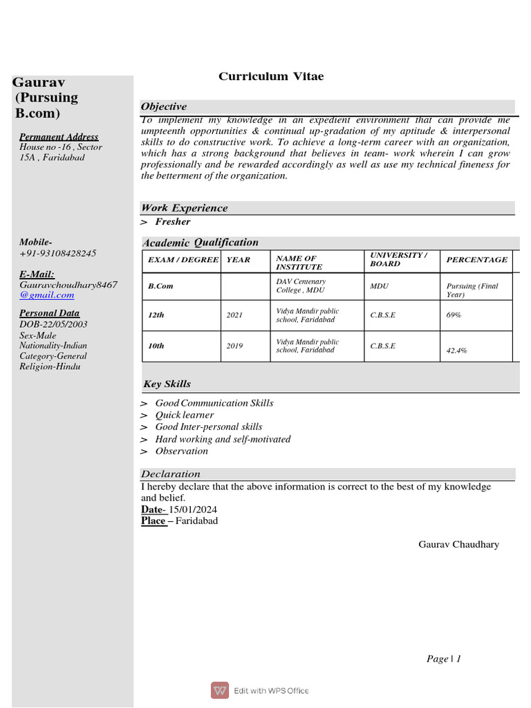 Gaurav Resume | Download Free PDF | Human Communication | Communication