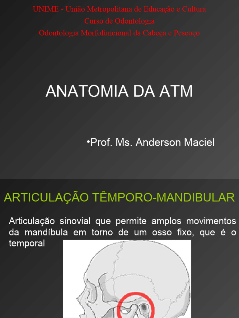 Anatomia Da Atm: - Prof. Ms. Anderson Maciel | PDF | Anatomia ...