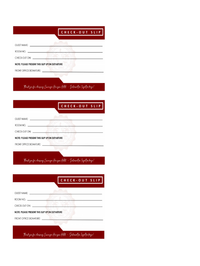 CHECK-OUT SLIP | PDF