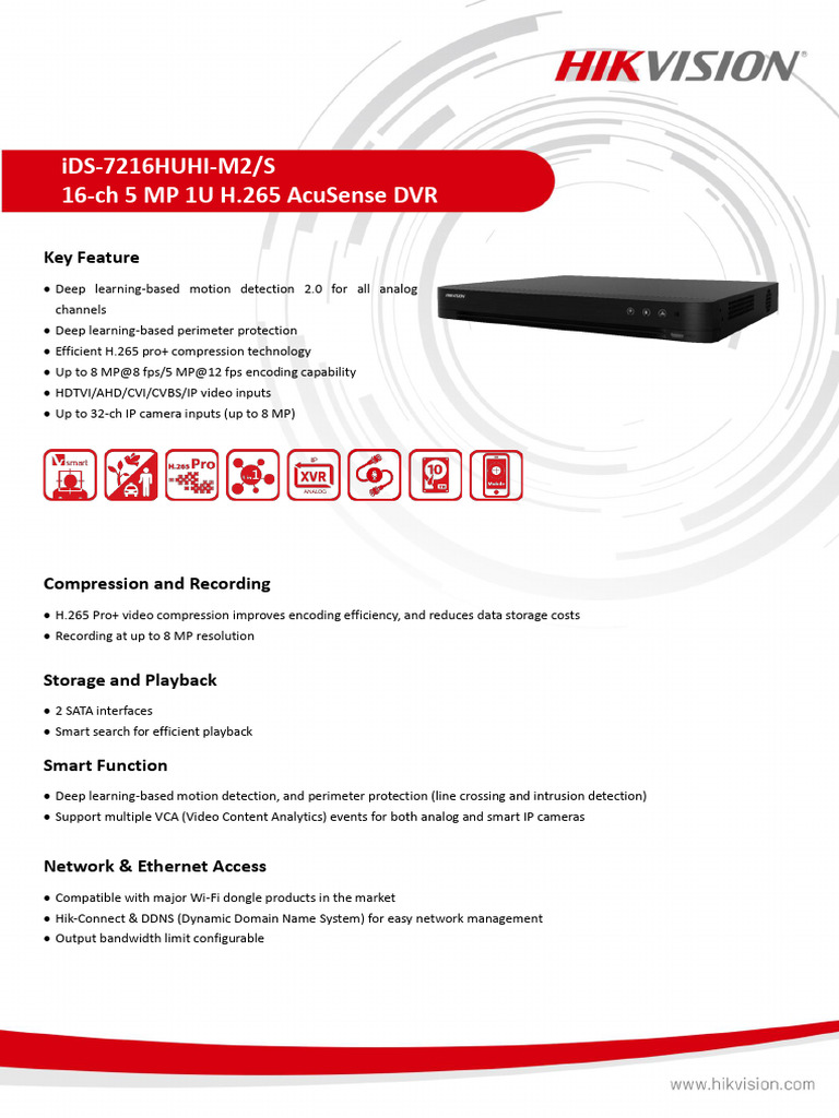 Datasheet of iDS 7216HUHI M2 - S - V4.71.000 - 20230621 | PDF | Video | Hdmi