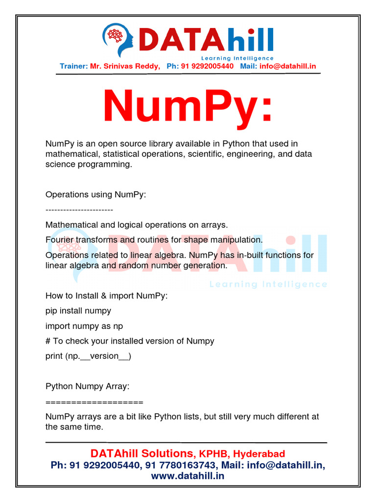 NumPy Intro | Download Free PDF | Computing | Computer Programming NumPy Intro | Download Free PDF | Computing | Computer Programming