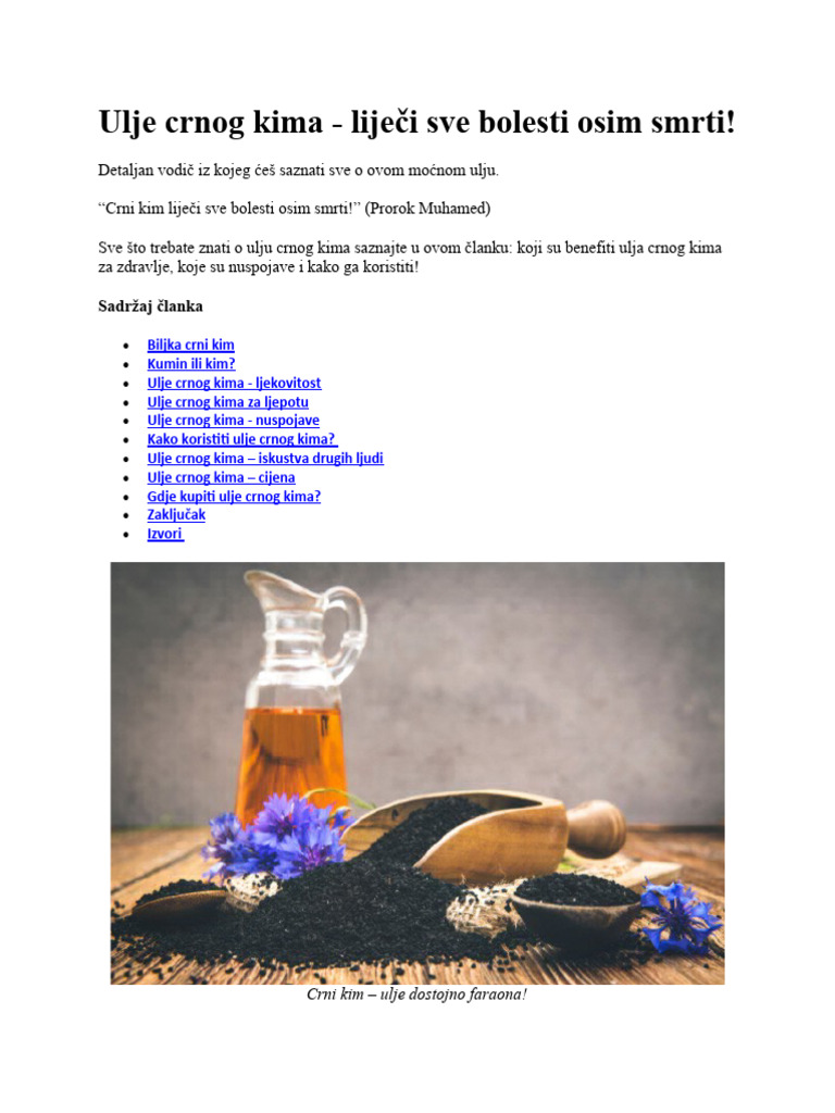 Ulje Crnog Kima | PDF