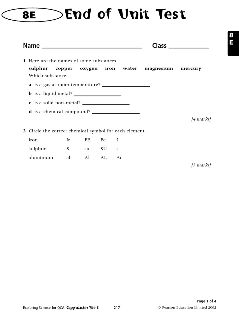 Atoms and Elements Unit Test | PDF | Aluminium | Charcoal