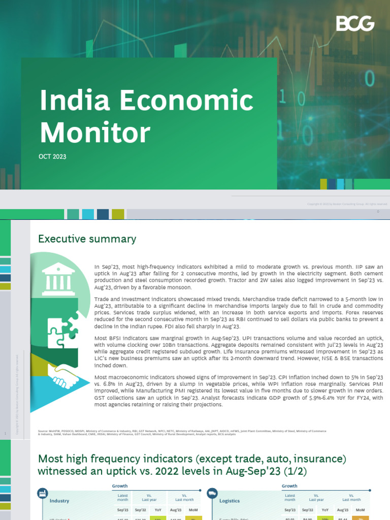 BCG India Economic Monitor October 2023 | PDF | Inflation | Balance Of ...