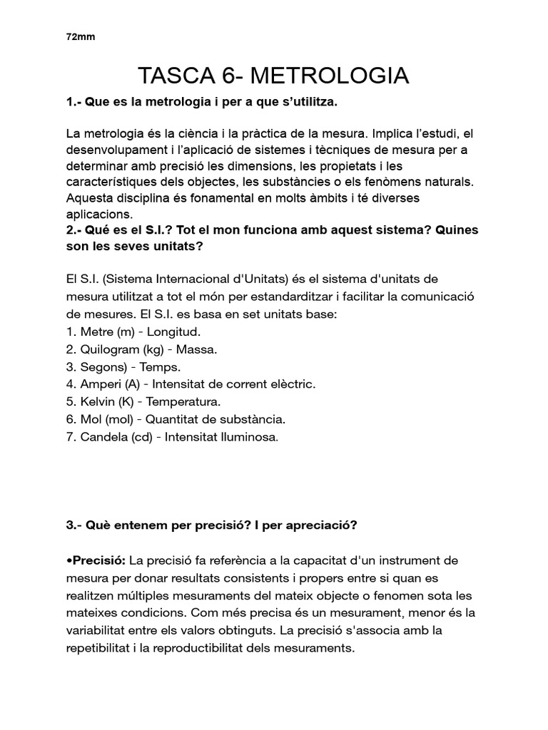 Tasca 6 Metrologia | PDF
