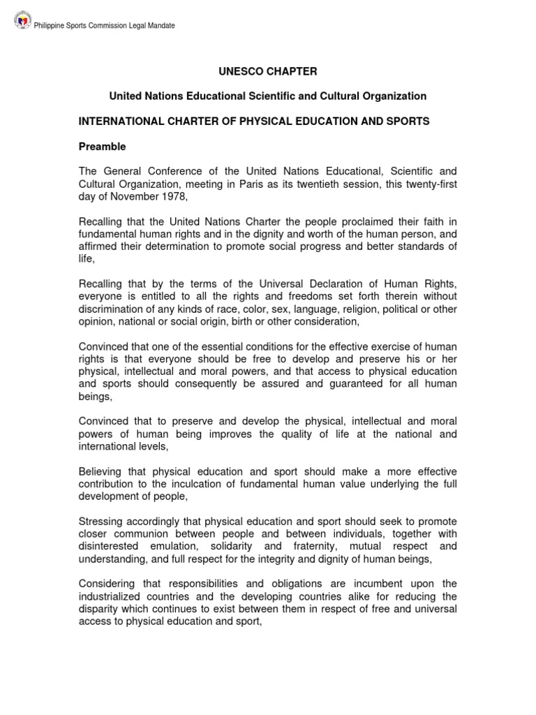 UNESCO Chapter | PDF | Dignity | Sports