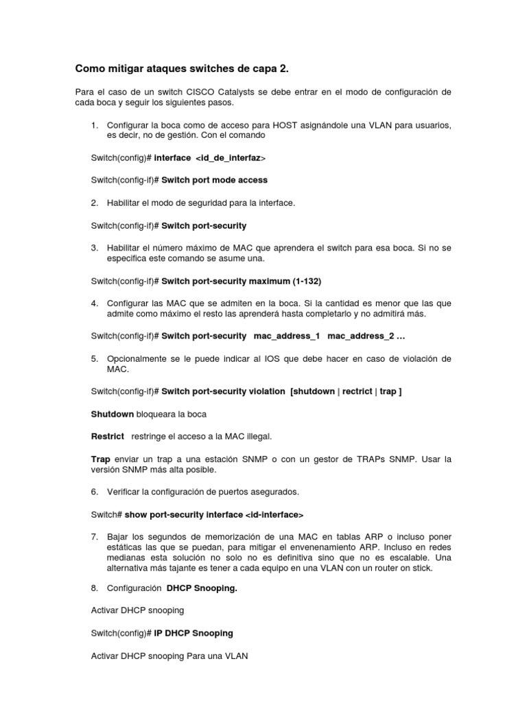 Como Mitigar Ataques Switches de Capa 2 | PDF | Radio | Comunicación segura