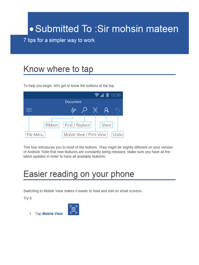Submitted To:Sir Mohsin Mateen: Know Where To Tap | PDF | Android (Operating System) | Software