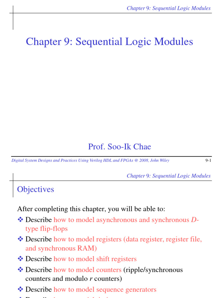 Chapter 9: Sequential Logic Modules: Prof. Soo-Ik Chae | PDF | Digital Electronics | Hardware ...