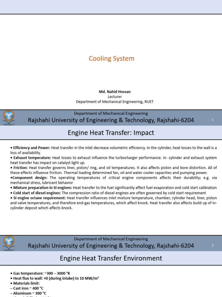 Cooling System | PDF | Internal Combustion Engine | Heat Transfer