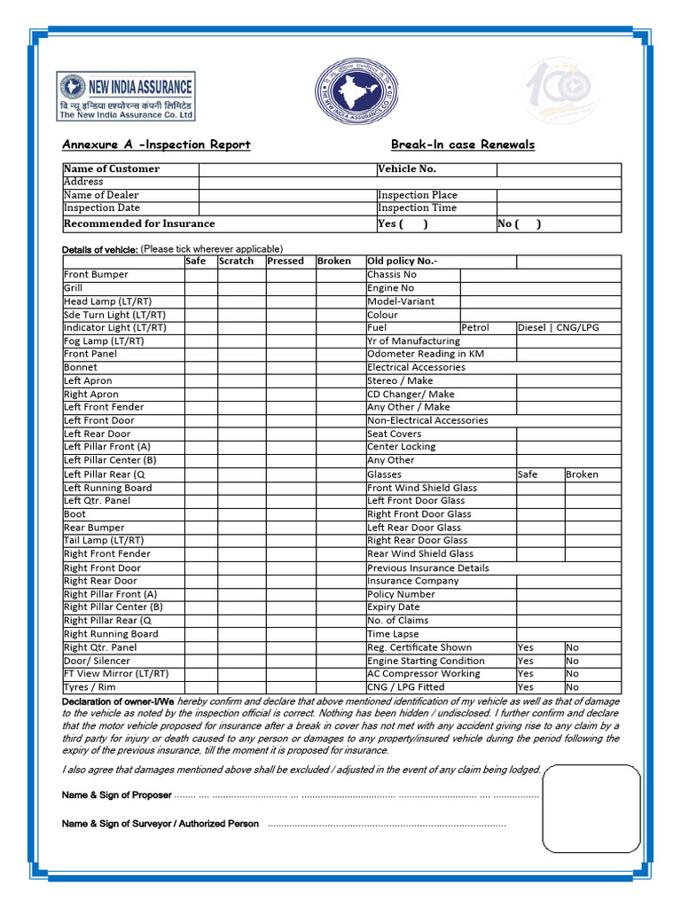 Inspection Report Format | PDF | Land Vehicles | Rear Wheel Drive Vehicles