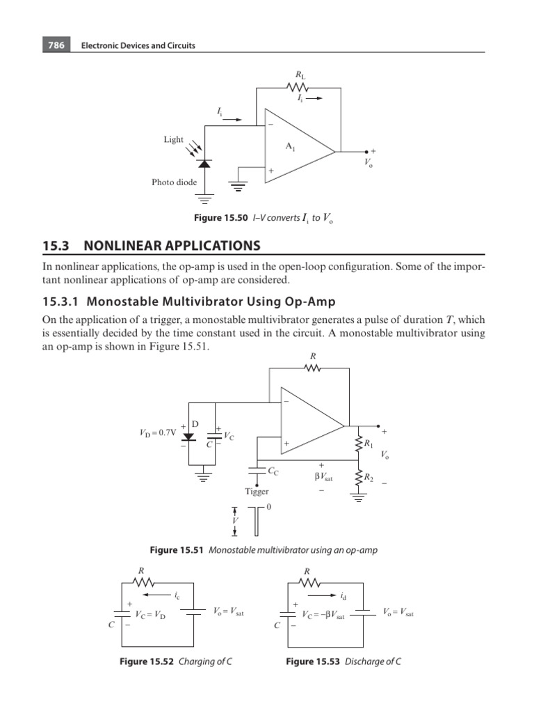 15.3 Nonlinear Applications: 15.3.1 Monostable Multivibrator Using Op ...