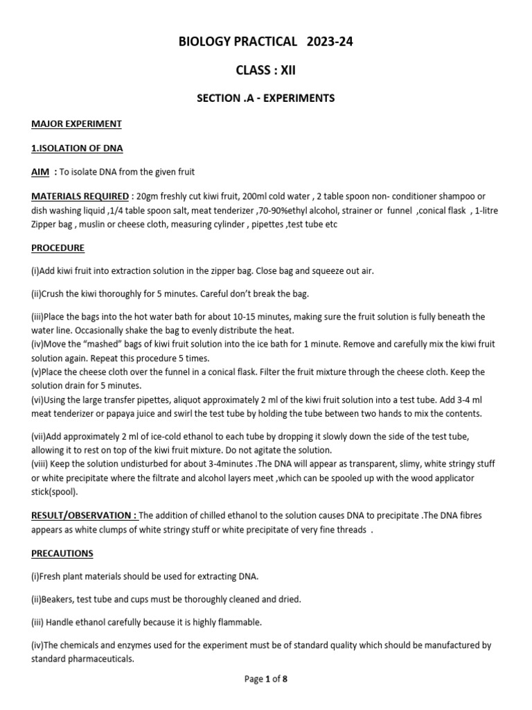 12ths Biology Practicals | PDF | Meiosis | Ovary