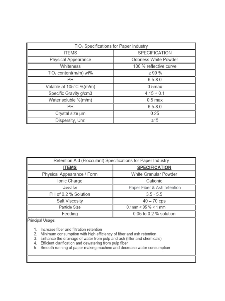 Titanium Dioxide Specification Technical Data Sheet | PDF | Science & Mathematics