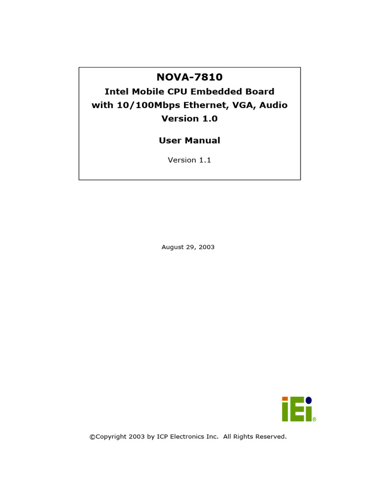 Nova-7810 V1.1 | PDF | Booting | Dynamic Random Access Memory