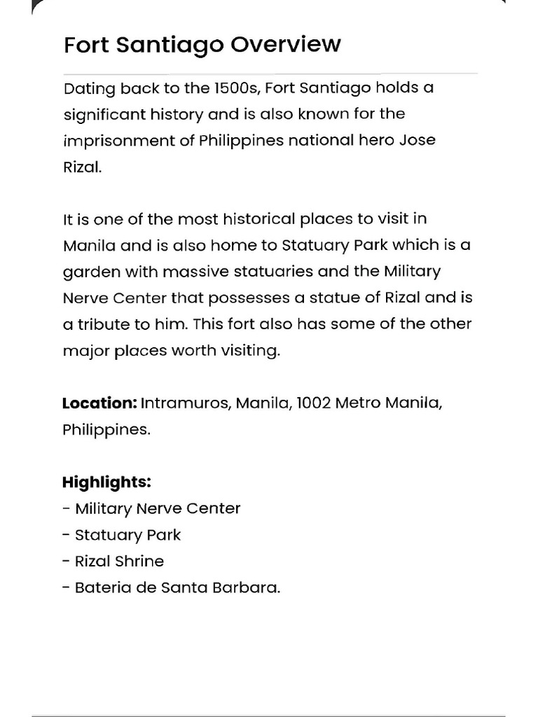 Must Visit Tourists Spots in Manila Part 3 | PDF