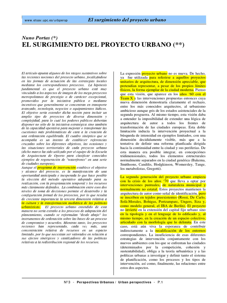 Portas - El Surgimiento Del Proyecto Urbano | PDF | Finanzas y dinero