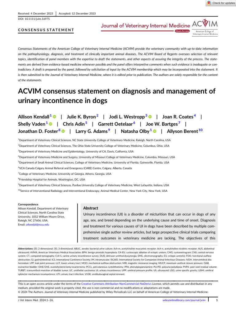 Veterinary Internal Medicne - 2024 - Kendall - ACVIM Consensus Statement On Diagnosis and ...