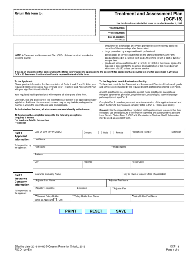 OCF-18 Fillable | PDF | Insurance | Fraud