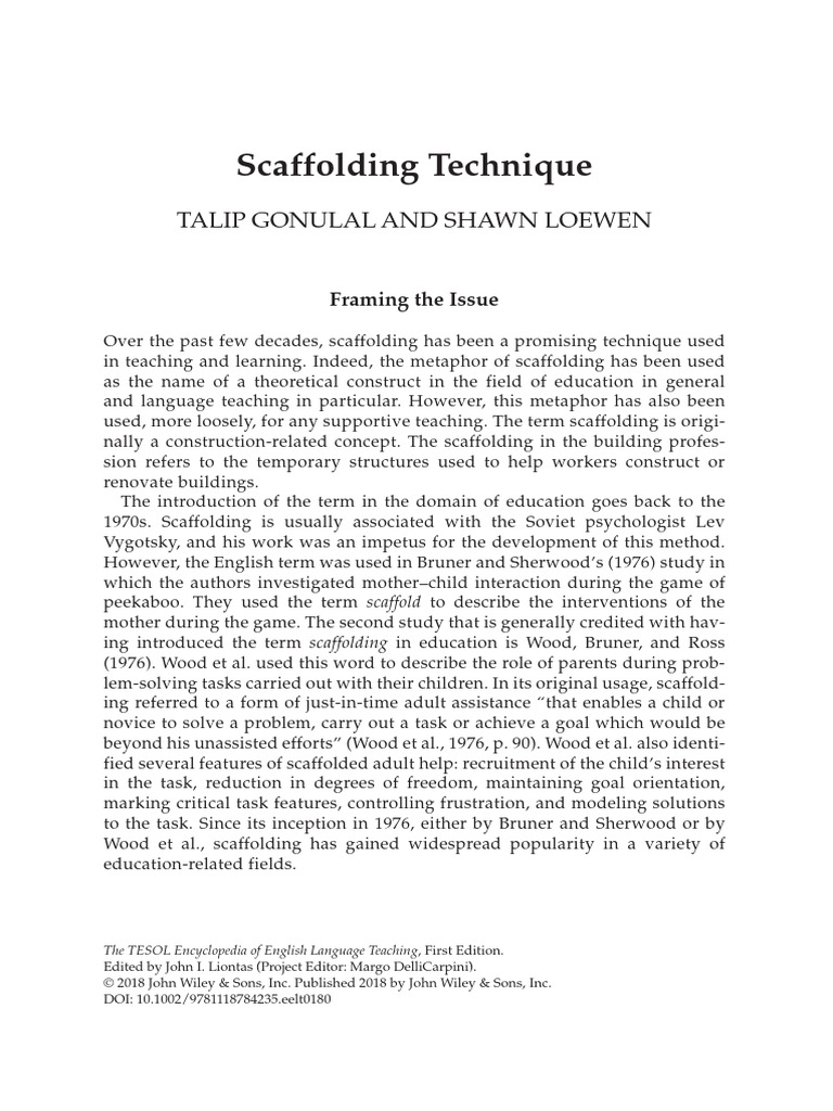 Scaffolding Technique | PDF | Learning | Second Language Acquisition