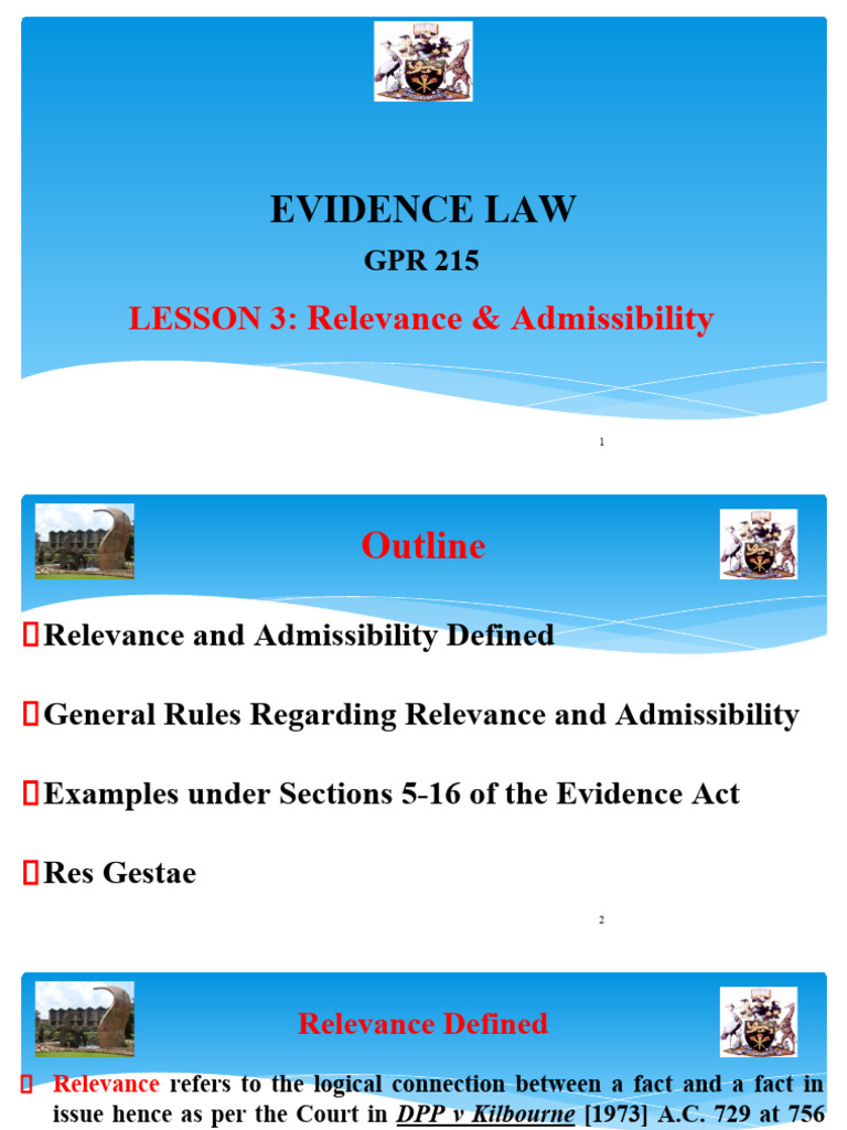 Lesson 3 - Relevance and Admissibility | Download Free PDF | Hearsay ...